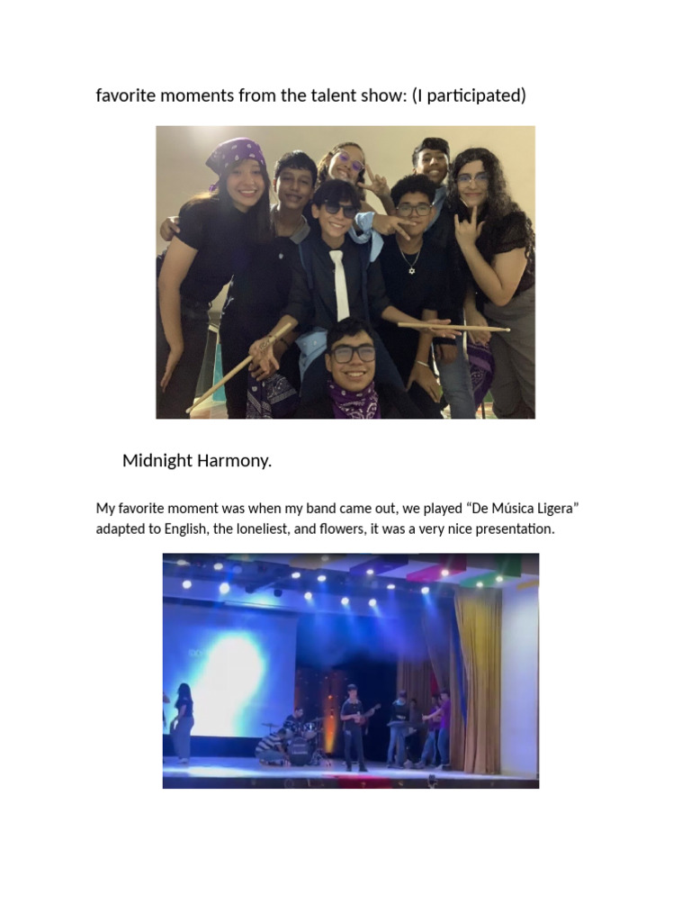 Favorite Moments From The Talent Show | PDF