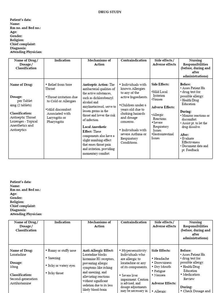 Drug Study Format | PDF