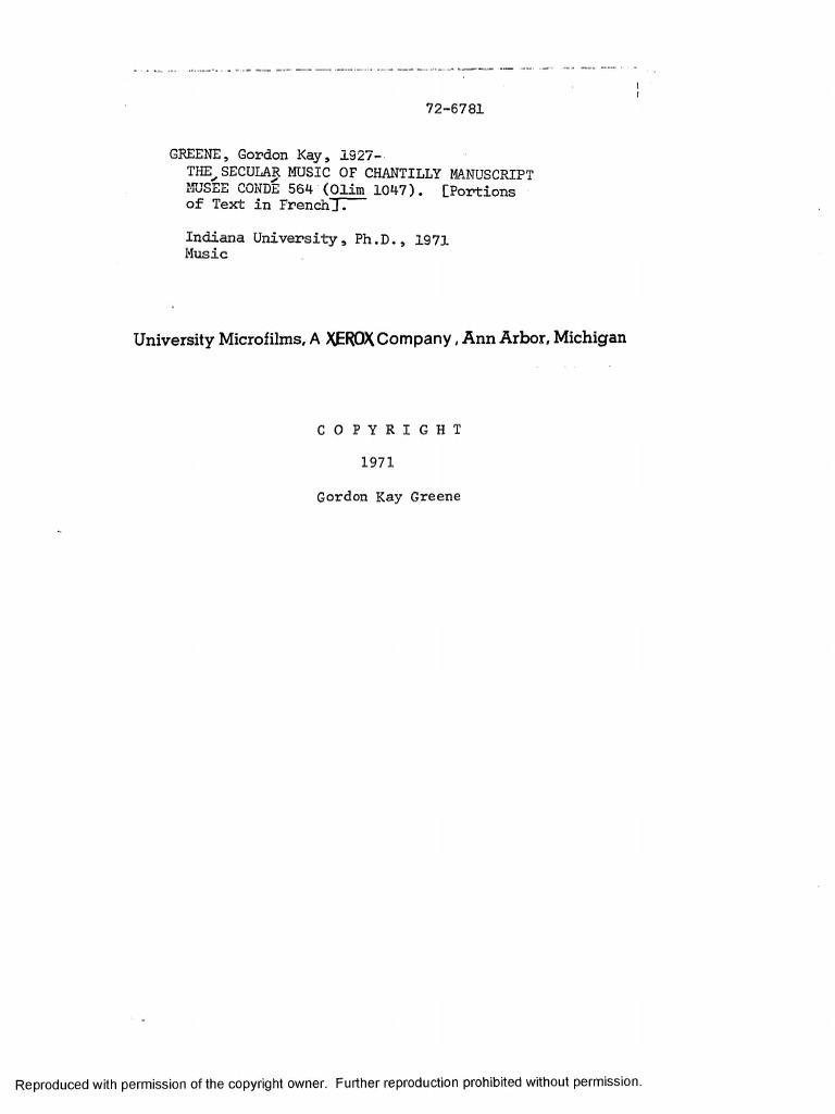 GREENE, Gordon Kay - The Secular Music of Chantilly Manuscript Musée ...