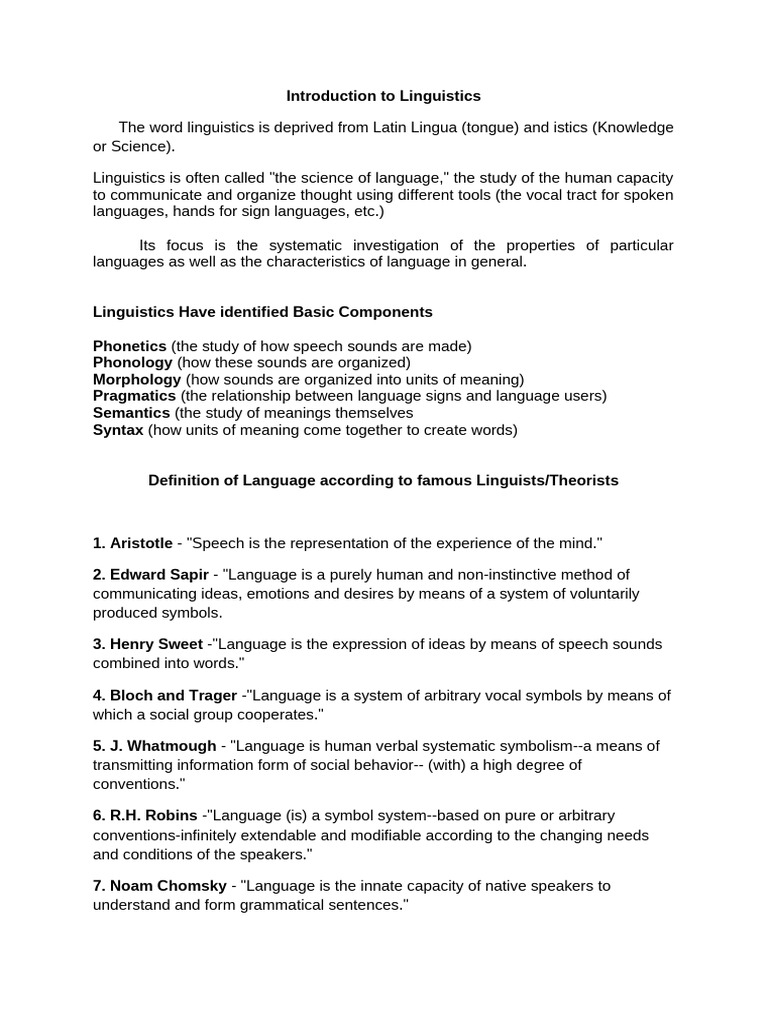 Group 1 Report i Introduction to Linguistics | PDF