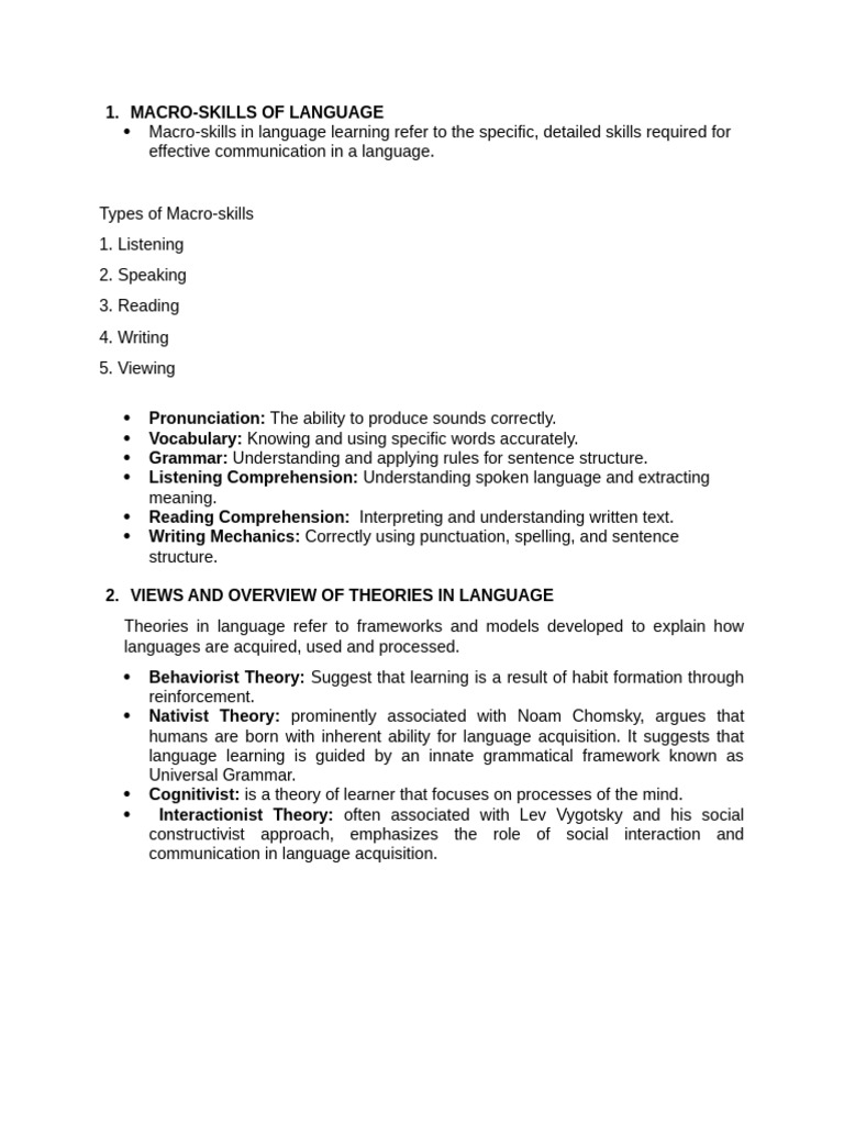 Macro Skills of Language | PDF