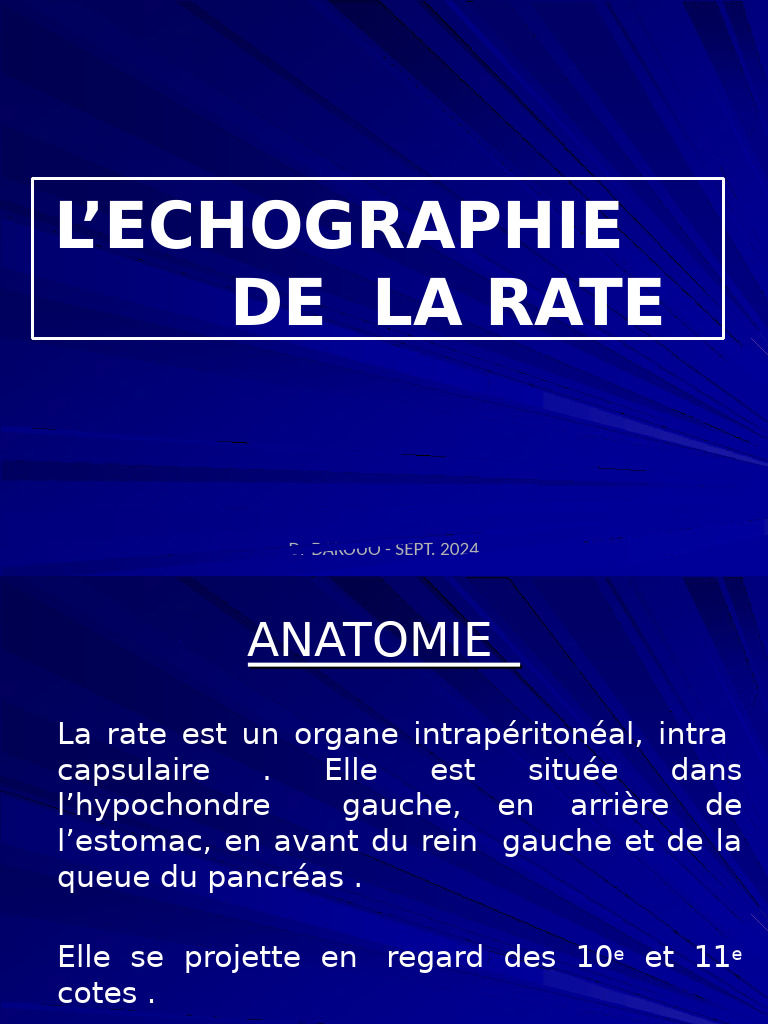 Échographie de la Rate : Guide Complet | PDF | Rate | Spécialités médicales