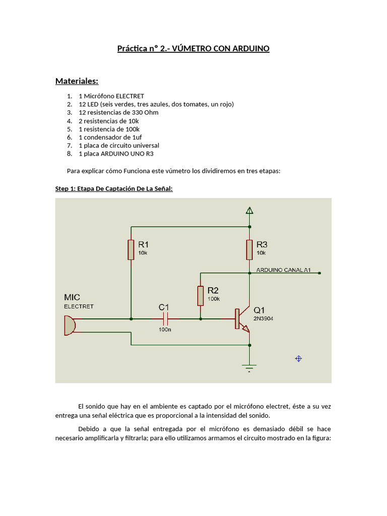 Práctica Nº 2. - Vúmetro Con Arduino | PDF