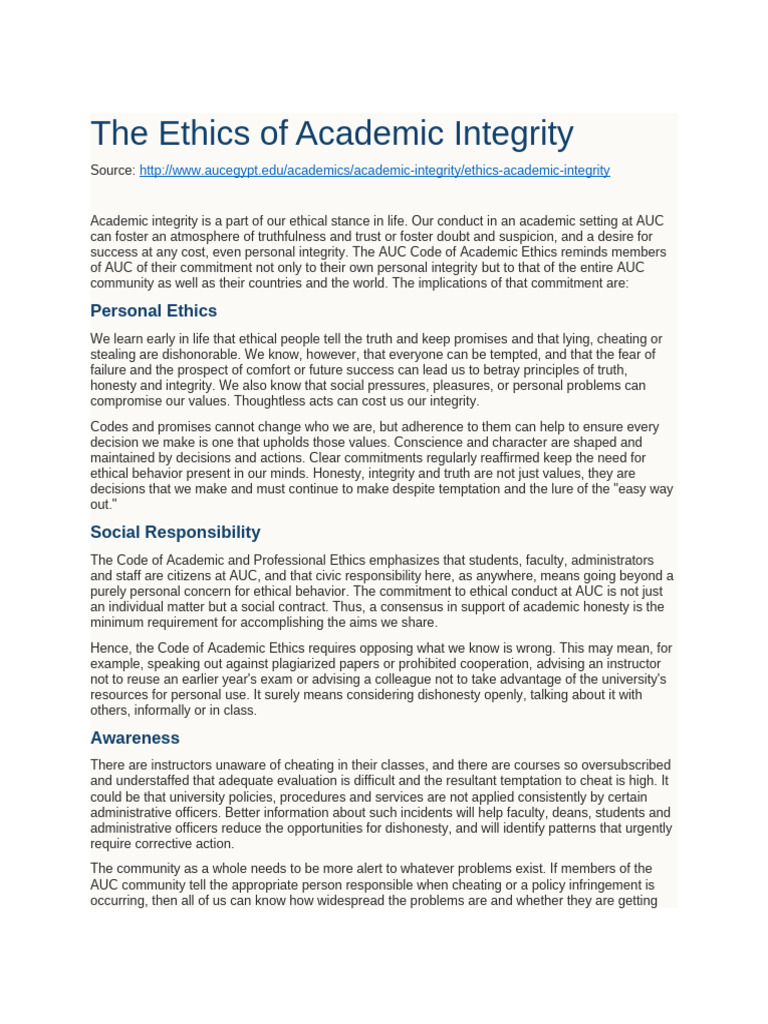 The Ethics of Academic Integrity | PDF