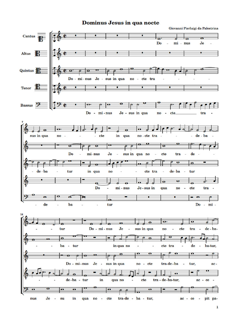 Palestrina Dominus Jesus in Qua Nocte | PDF