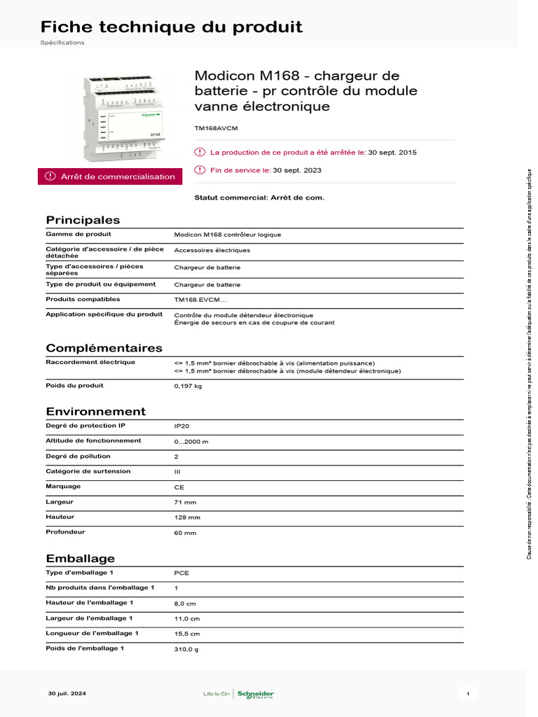 Schneider Electric - Modicon-M168 - TM168AVCM | PDF