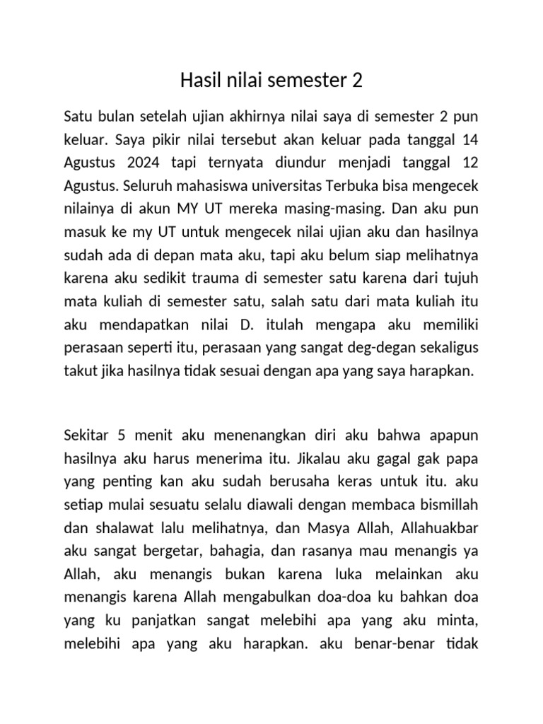 hasil nilai ujian semester 2 | PDF