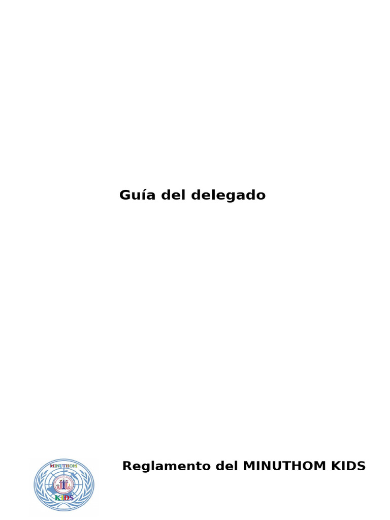 Guía Del Delegado: Reglamento Del MINUTHOM KIDS | PDF | Votación | Hablar en público