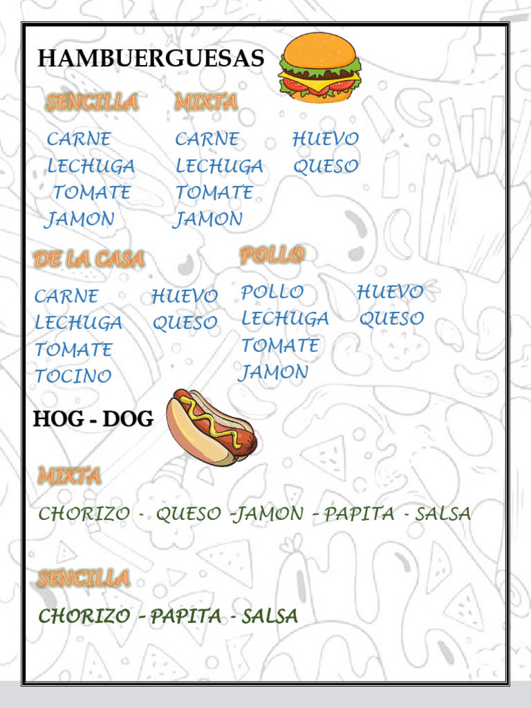 Hambuerguesas Menu | PDF