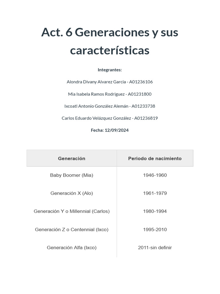 Generaciones | PDF
