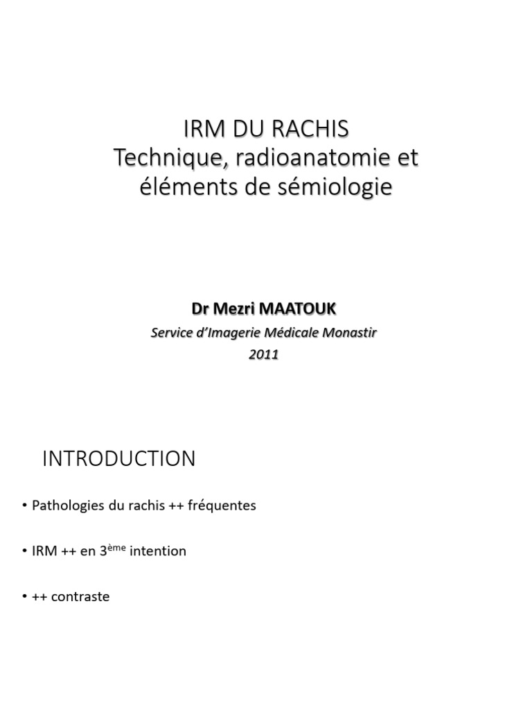 IRM Du Rachis | PDF