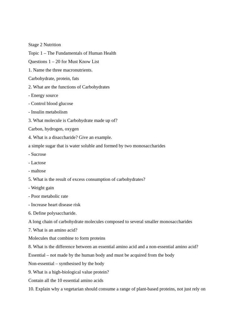 Stage 2 Nutrition | PDF Stage 2 Nutrition | PDF