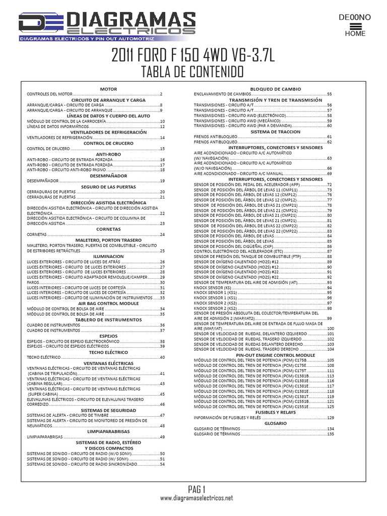 Diagramas Eléctricos FORD F 150 2011 4WD V6-3.7L | PDF