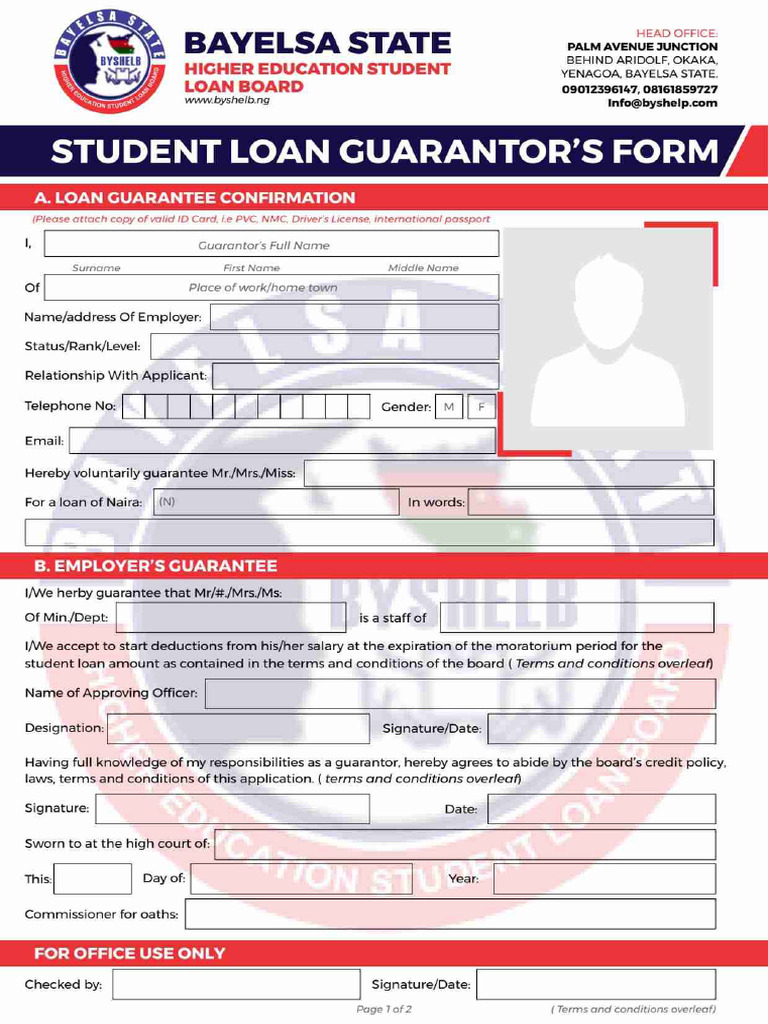 BYSHELB - GUARANTOR - FORM Front Page 1 | PDF