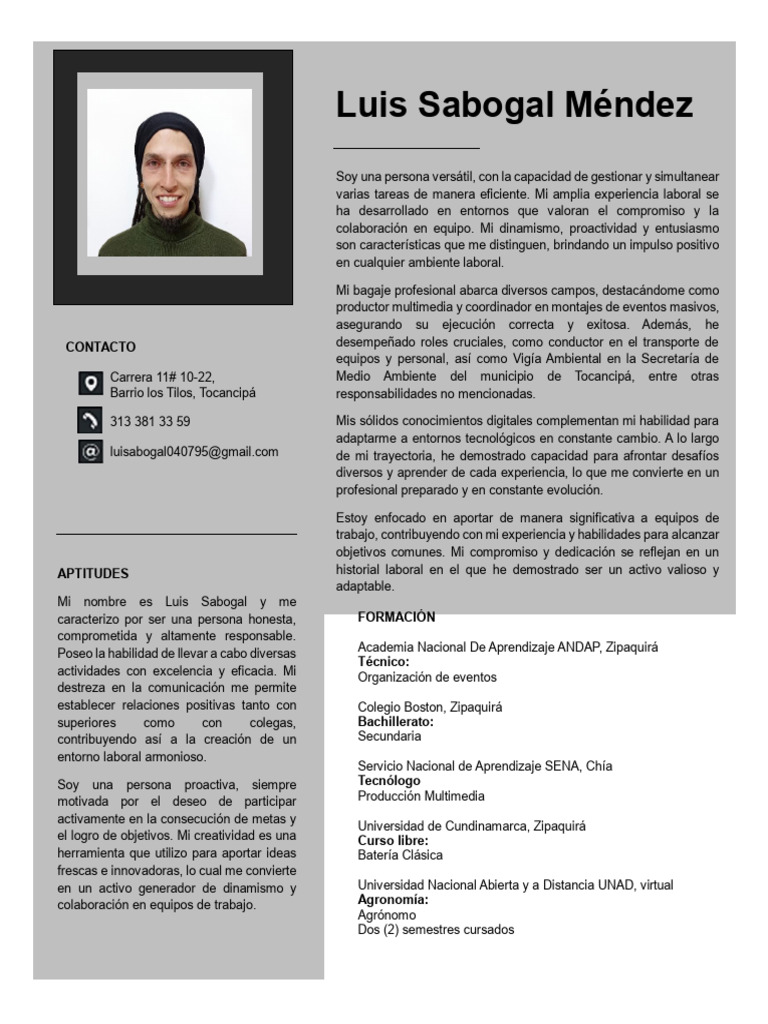 Hoja de Vida Luis Sabogal.2024.Ok | PDF