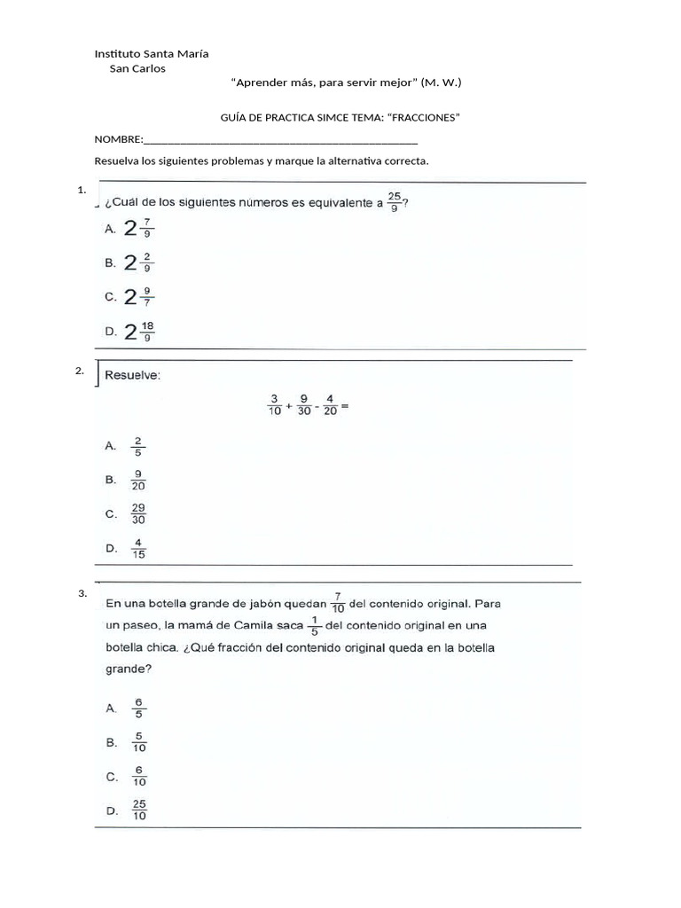 Guía de Practica Simce N2 | PDF