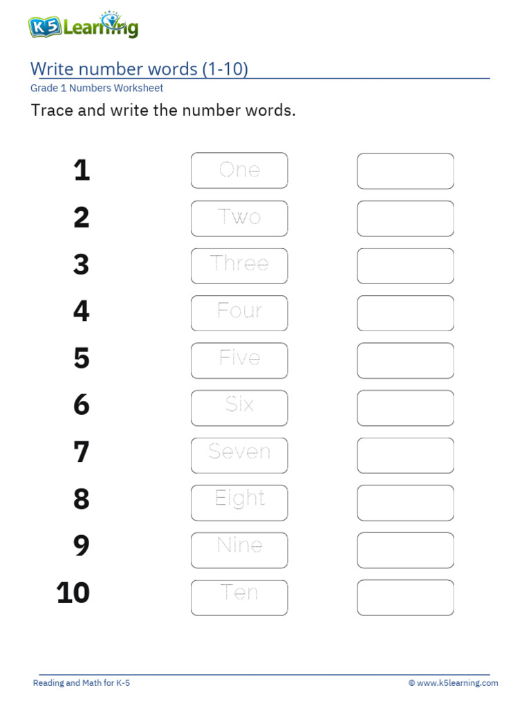 Grade 1 Write Number Words A PDF | PDF