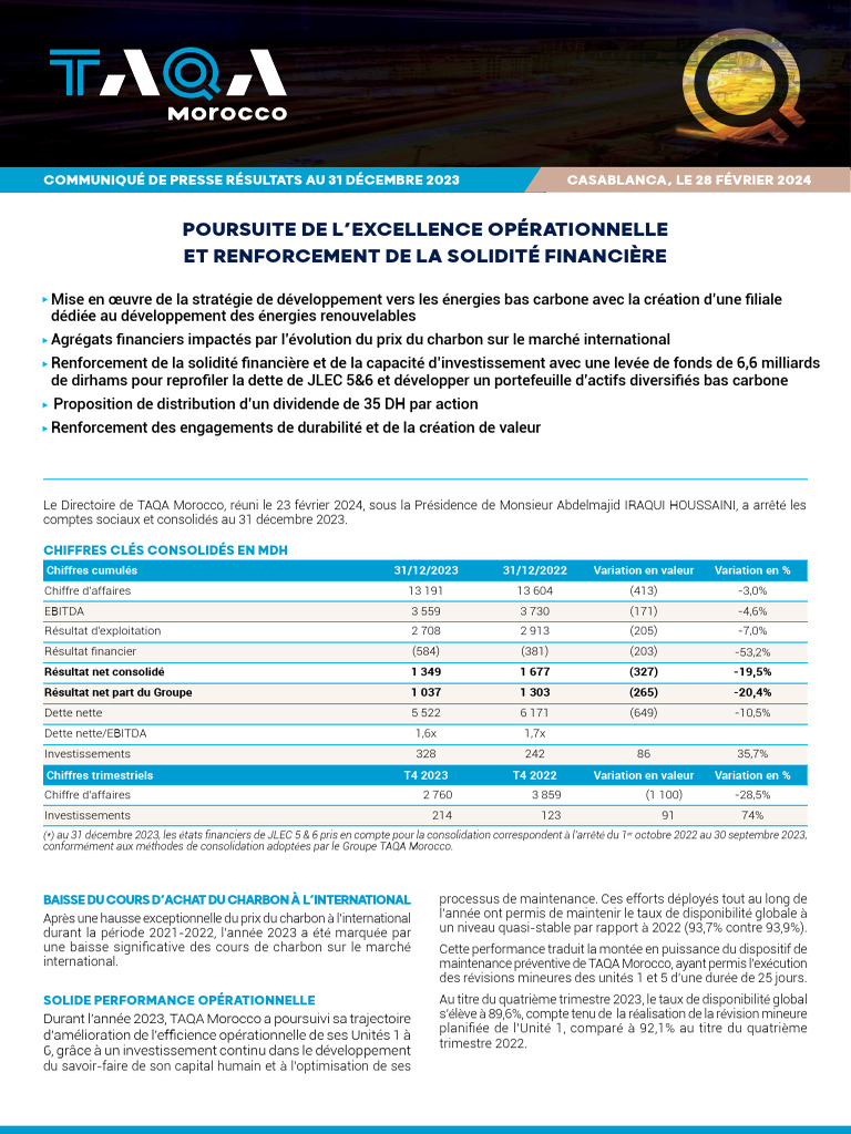 Taqa Morocco 2023 | PDF