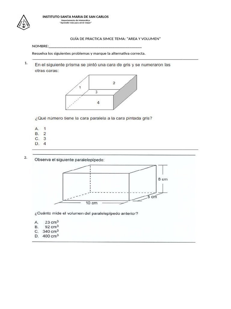 Guía de Practica Simce N3 | PDF