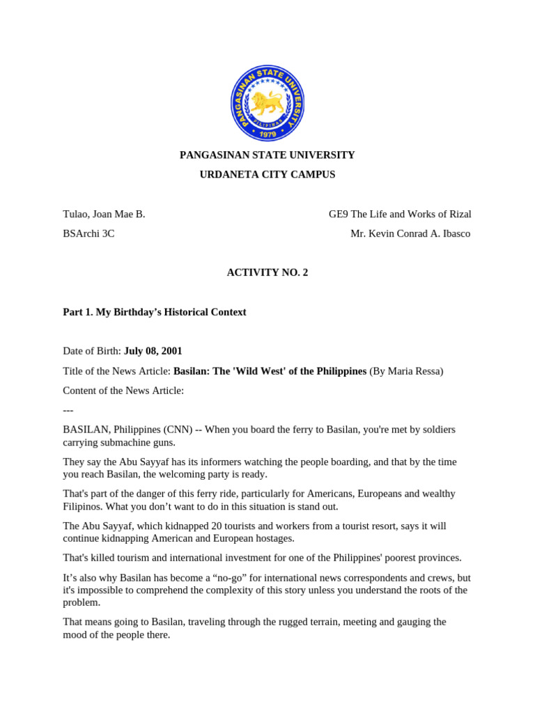 Tulao - Activity No. 1 (Format) | PDF