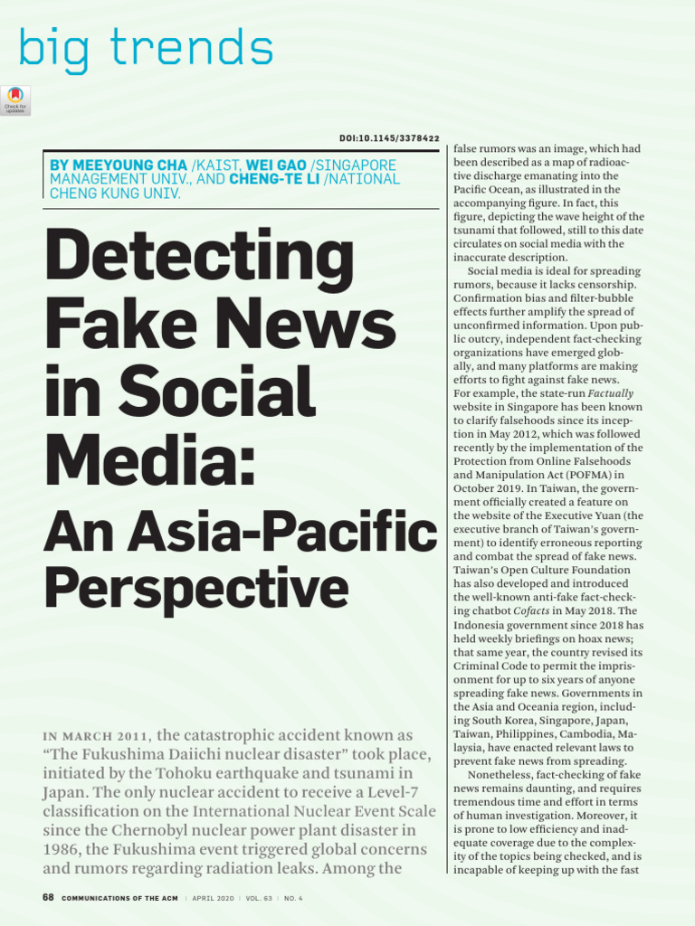 Detecting Fake News in Social Media:: An Asia-Pacific Perspective | PDF