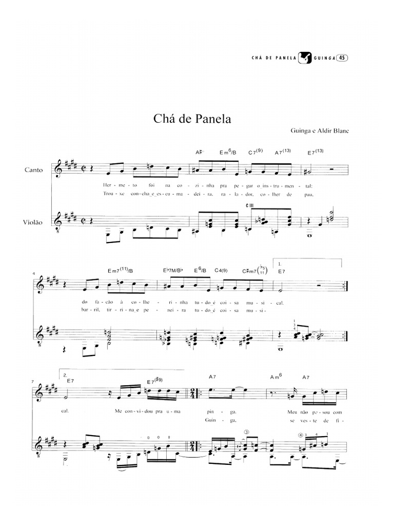 Guinga - Cha de Panela - Escrever A Partitura | PDF