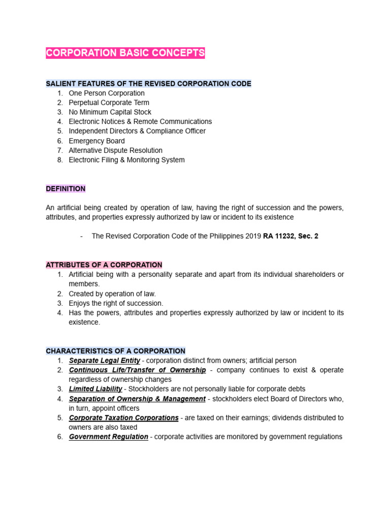 CORPORATION-BASIC-CONCEPTS-full-view | PDF