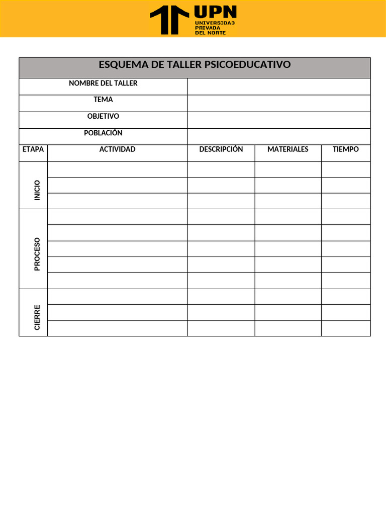 Esquema de Taller Psicoeducativo | PDF
