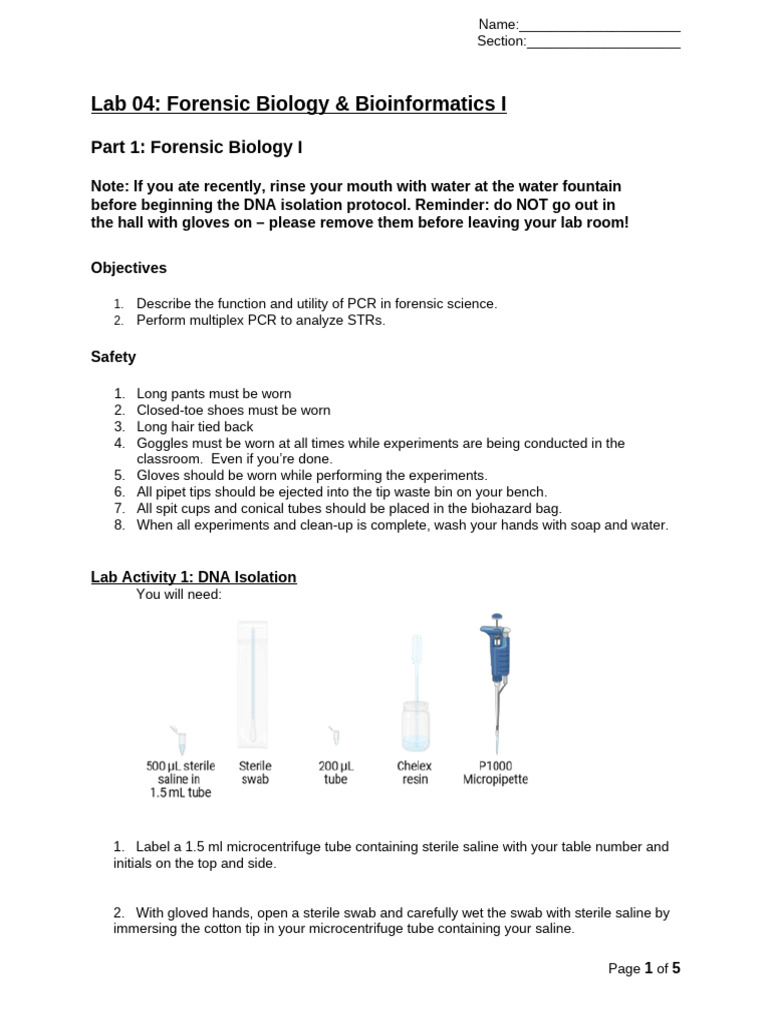Forensic+Biology Bioinformatics+I+Lab Procedure V4 | PDF