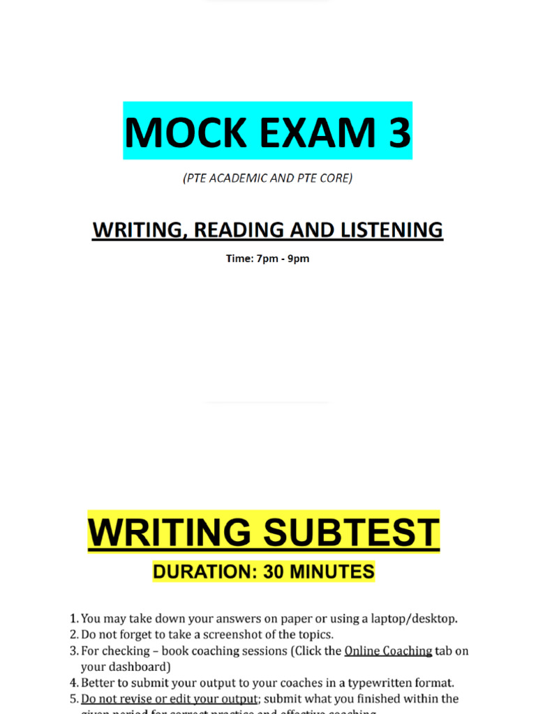 Mock Exam 3 - Writing | PDF | Career & Growth
