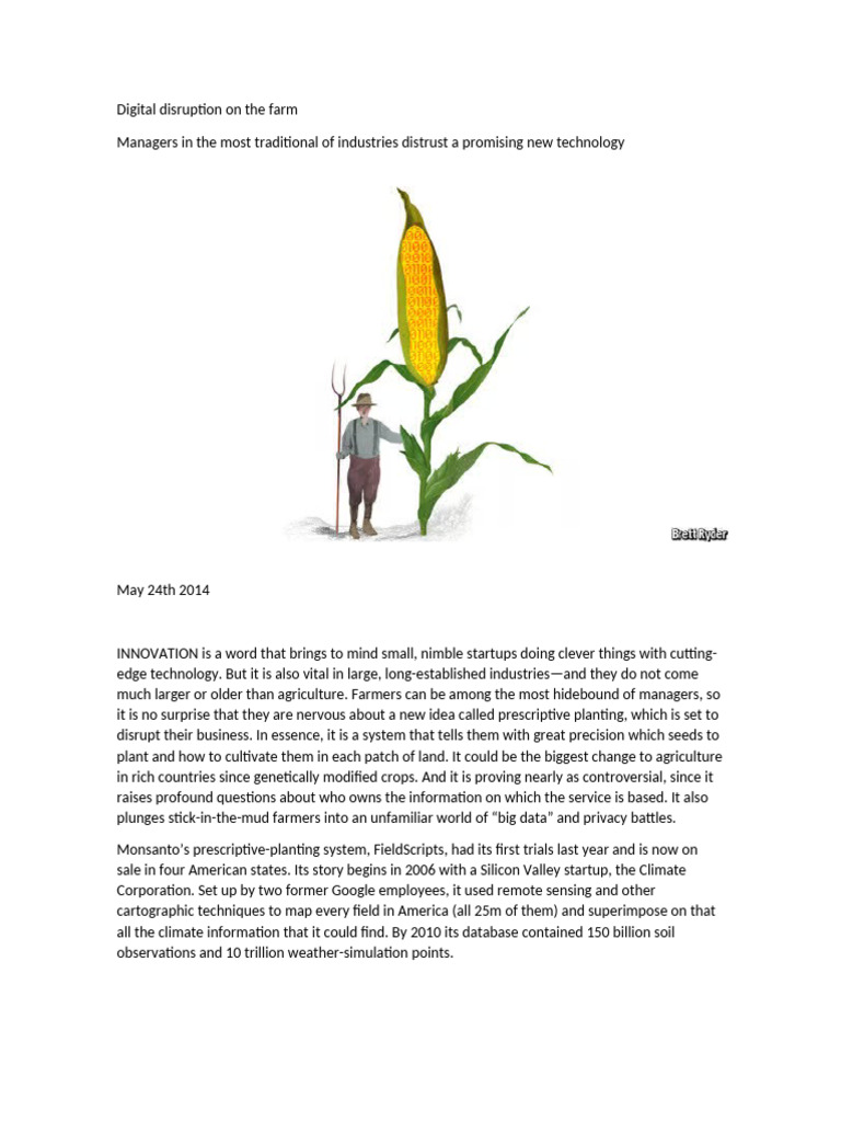 Digital Disruption On The Farm | PDF