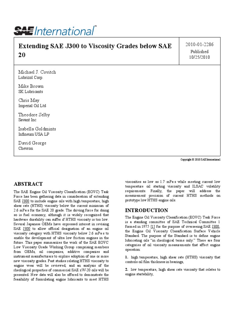 SAE J300 Viscosity Grades Below 20 Grade-SAE Power Trains Fuels and Lubricants-2010 | PDF ...