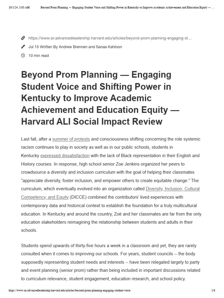Beyond Prom Planning (Brennen 2021) | PDF