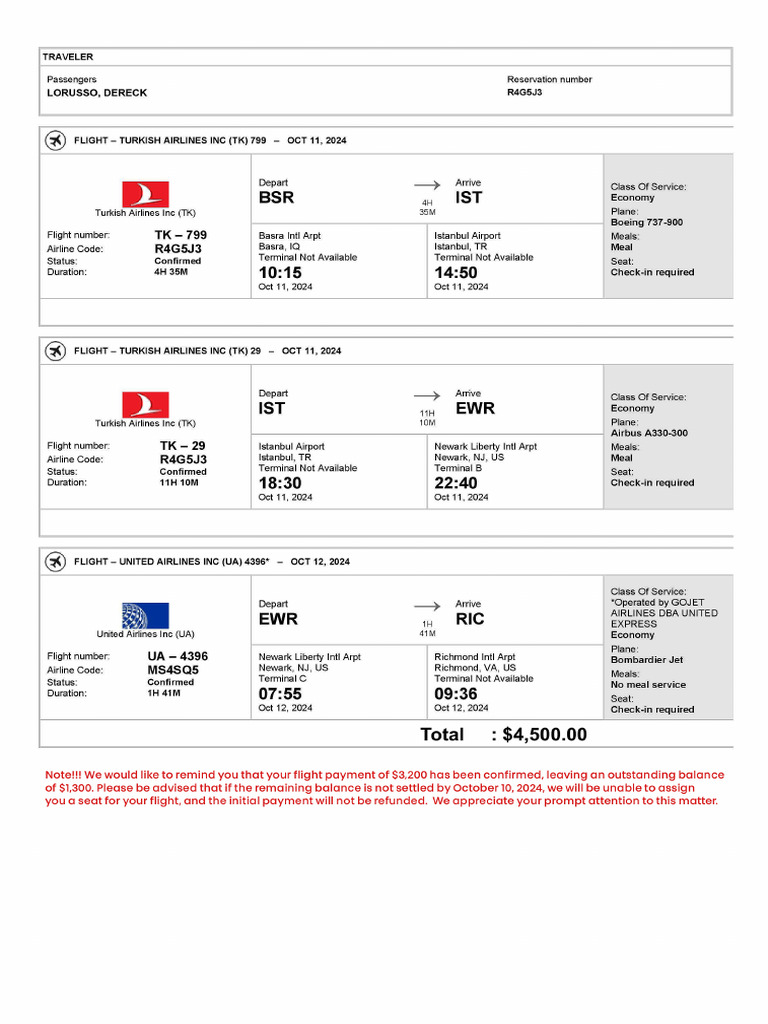 Flight Itinerary | PDF