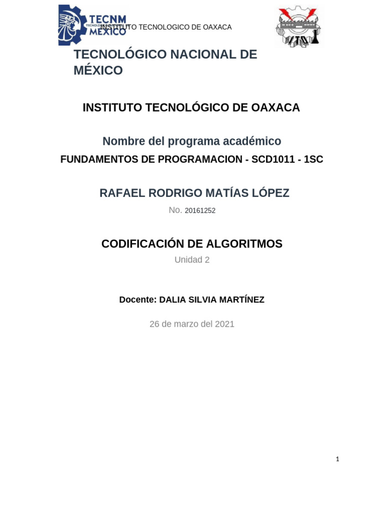 Codificación de Algoritmos-U2 | PDF | Java (lenguaje de programación) | Informática