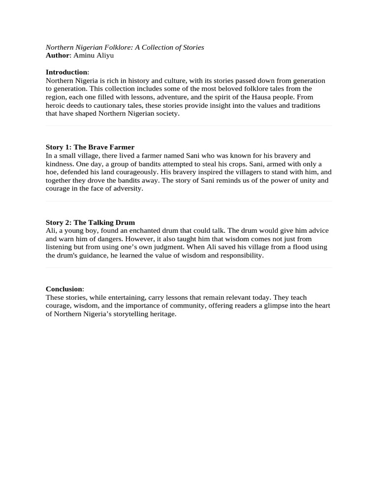 Northern Nigerian Folklore | PDF