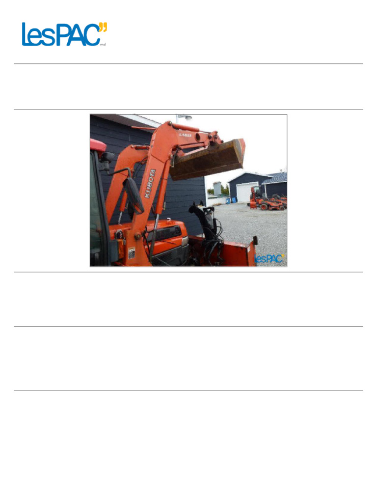Kubota 50 HP Hydro Avec Cabine Loader Et Souffleur Avant 17k Dollars | PDF