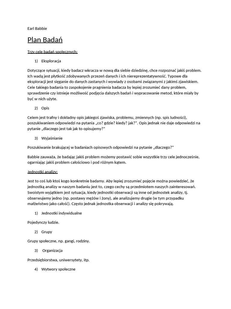 E. Babbie - Plan Badań Ss. 107-138 | PDF