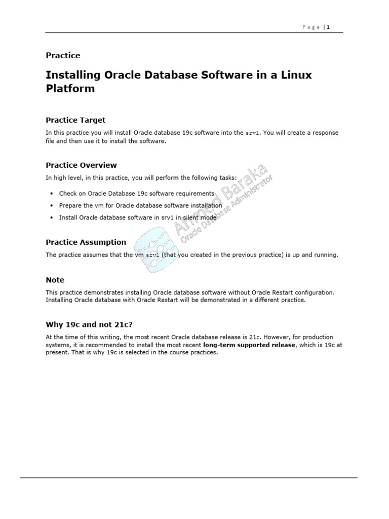 Practice - Installing Oracle Database Software in Linux | PDF