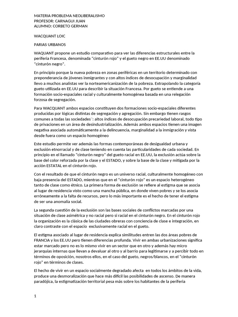 Wacquant Loic | PDF