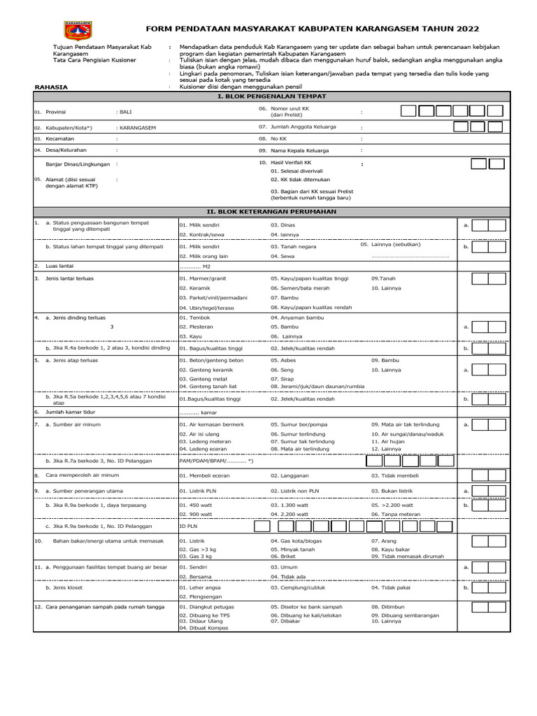 Form Pendataan | PDF