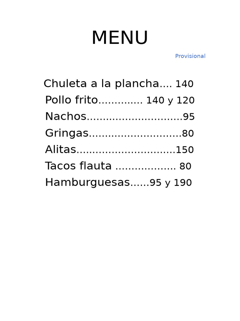 Menus | PDF