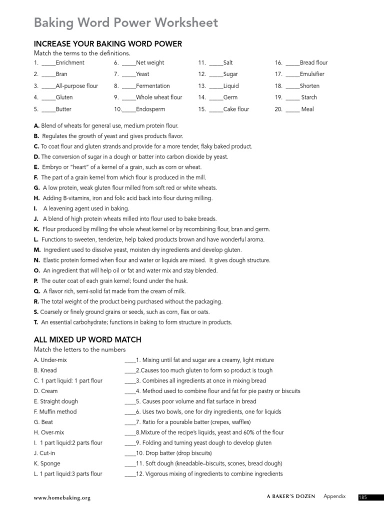 Baking Word Powersheet | PDF