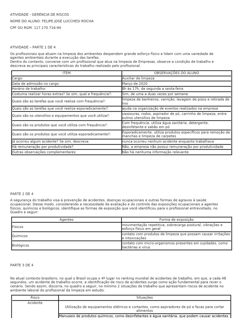 Atividade - Gerencia de Riscos | PDF