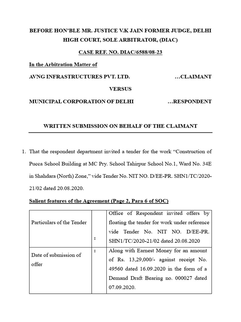 Written Submission AVNG Vs MCD | PDF
