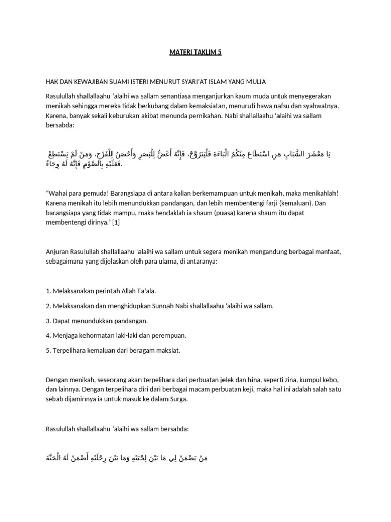 Hak Dan Kewajiban Suami Dan Istri | PDF