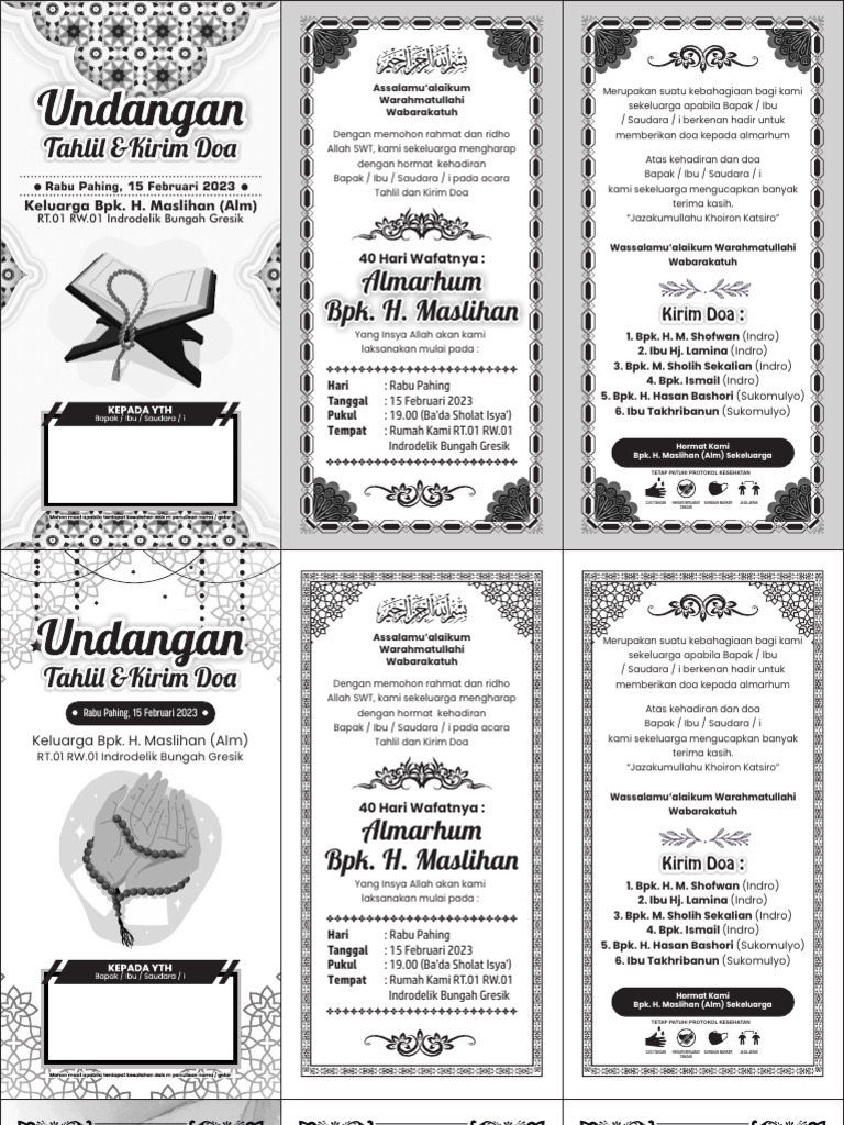 Undangan Tahlil X3 X4 X5 | PDF