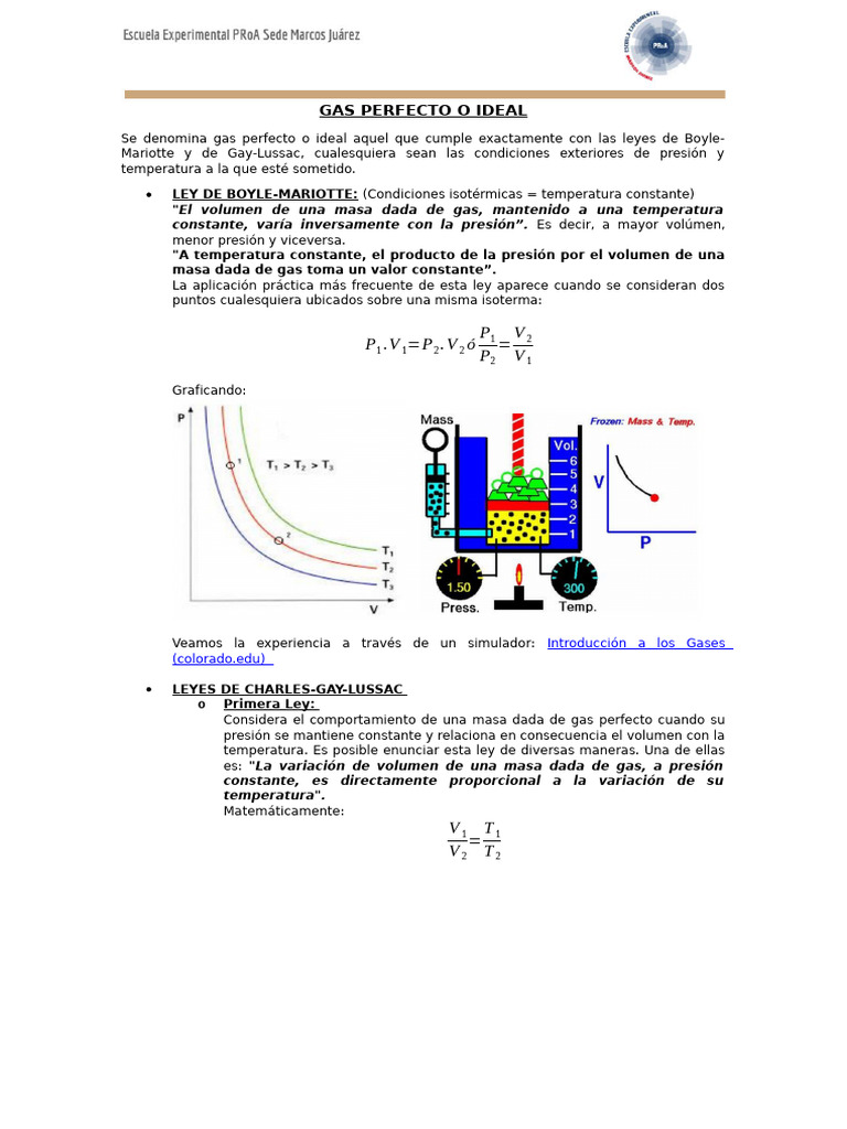 Gas Perfecto o Ideal | PDF