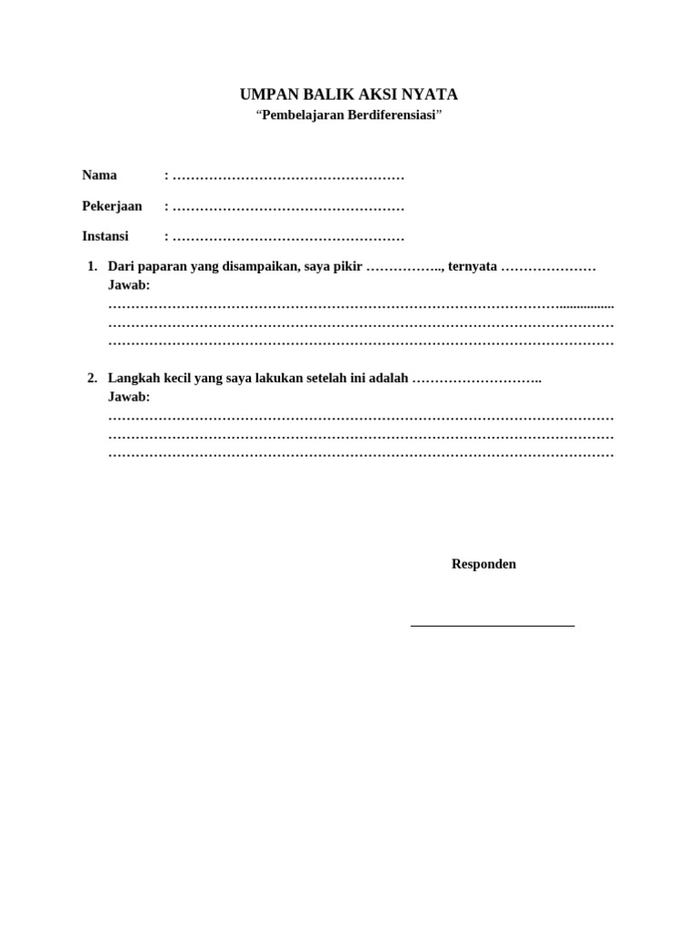 Format Umpan Balik - 050737 | PDF