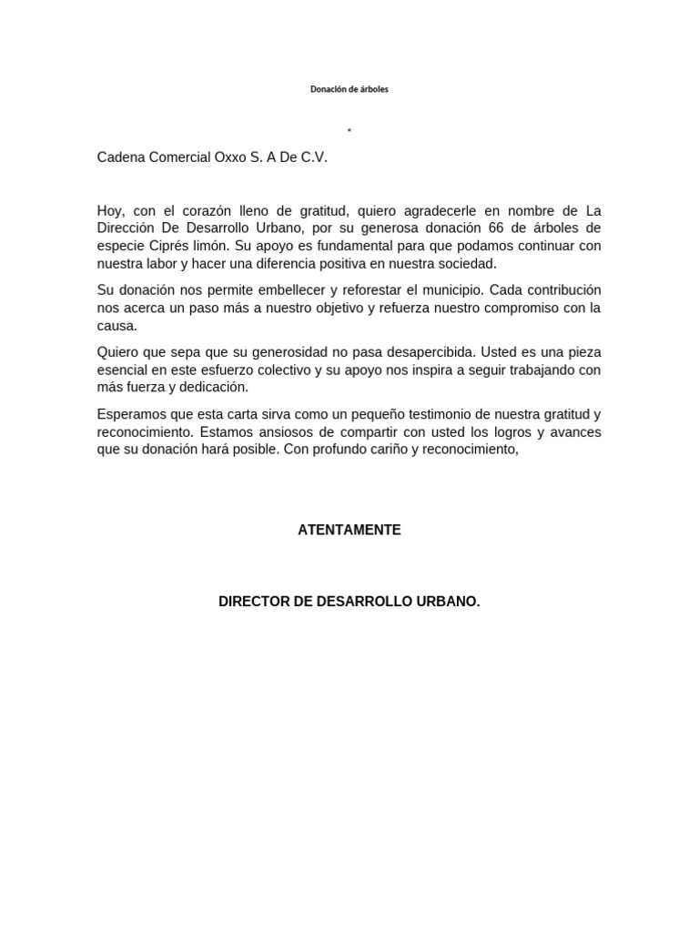 DONACION DE ARBOLES OXXO | PDF